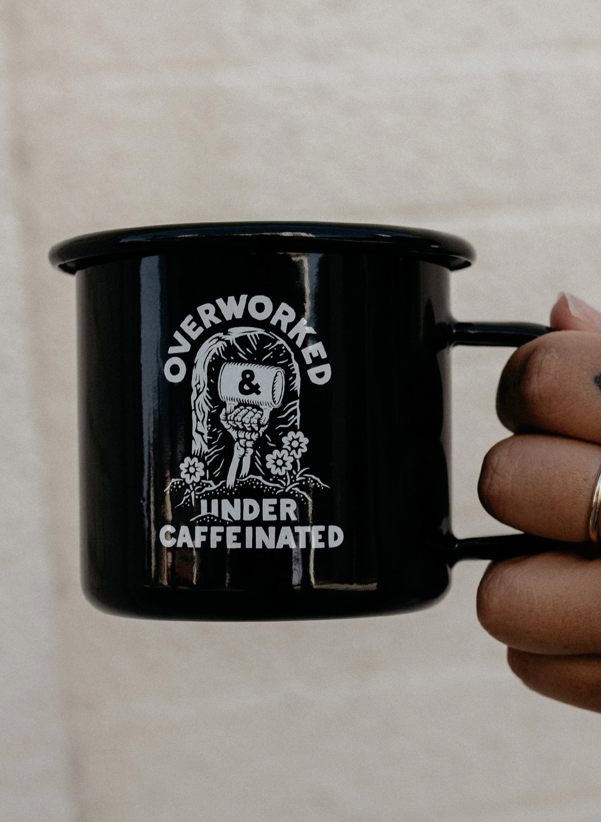 Over Worked Under Caffeinated Traditional Coffee Mug – Pyknic
