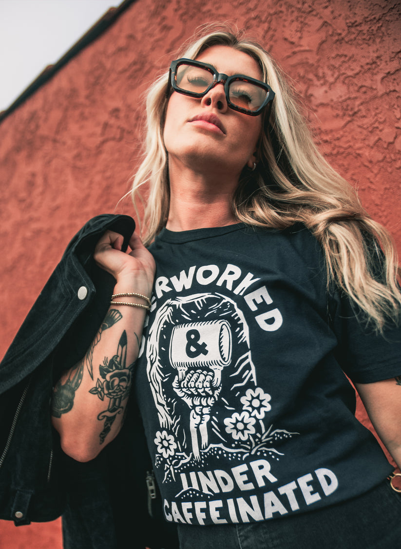Over Worked Under Caffeinated Vintage Coffee Tee – Pyknic