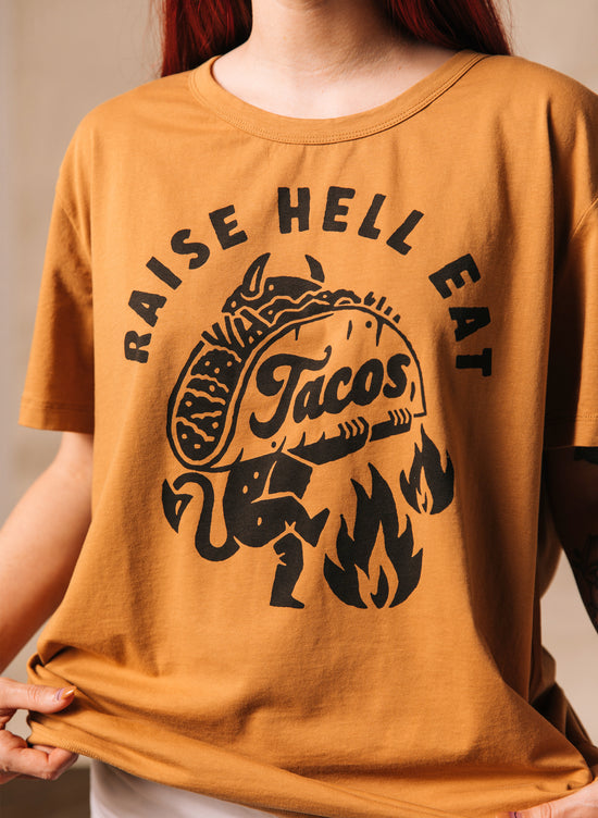 Raise Hell Eat Tacos Unisex Graphic Tee. Taco Shirt. Cotton | Pyknic